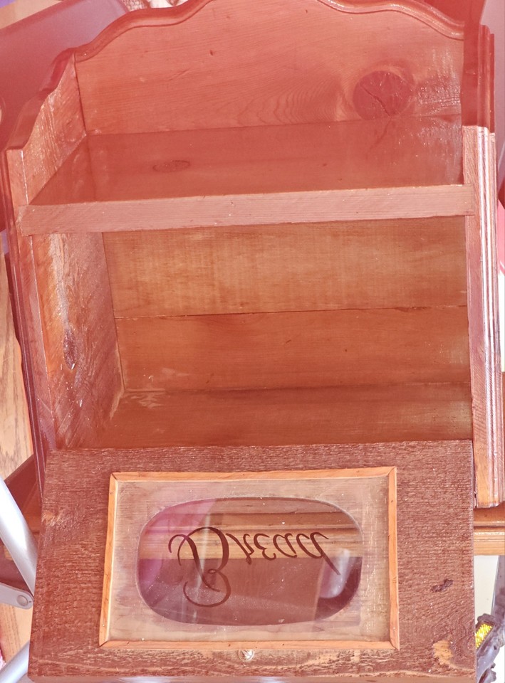 Beautiful Vintage Farmhouse Wood Bread Box Hinged Front Lid Country Kitchen | eBay