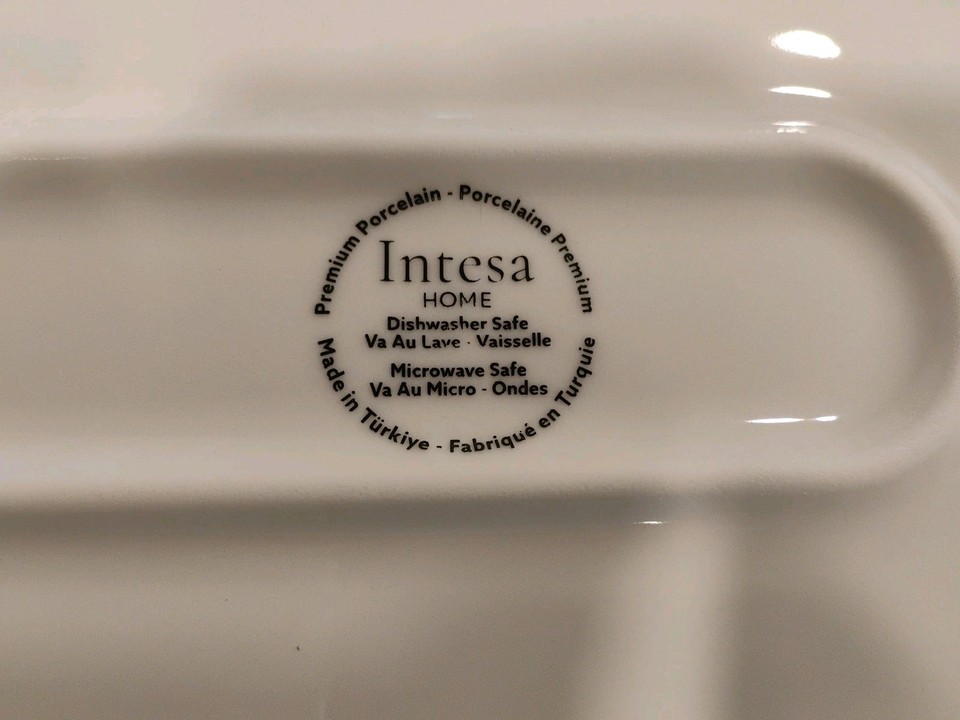 INTESA HOME Blue Marble Abstract Print Oval Platter 11.75" X 7 ...