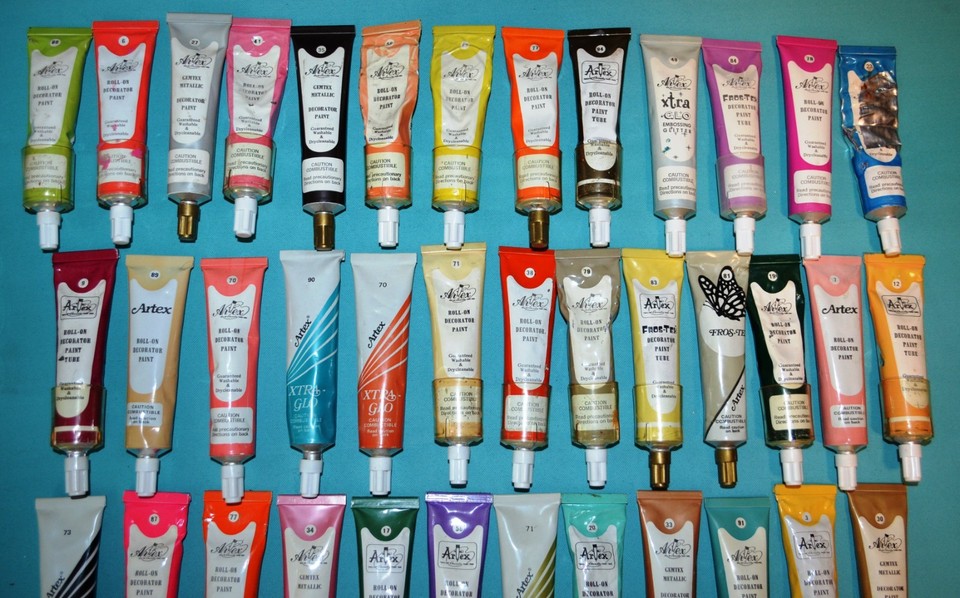 Vintage Lot of 49 ARTEX Paint Tubes, Roll-On Decorator Paint | eBay