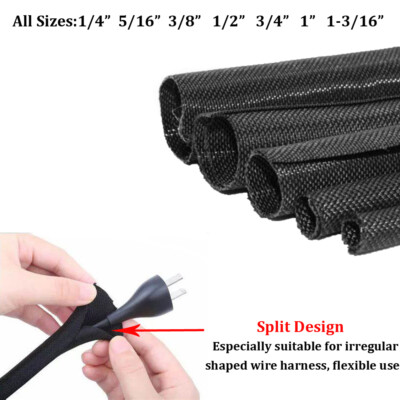 Braided Split Sleeving Wire Loom Tubing Cable insulated Sleeve Cord ...
