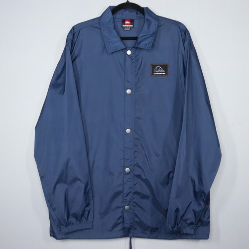 Quicksilver Mens Jacket Sz XL Navy Blue Pockets Button Lightweight ...