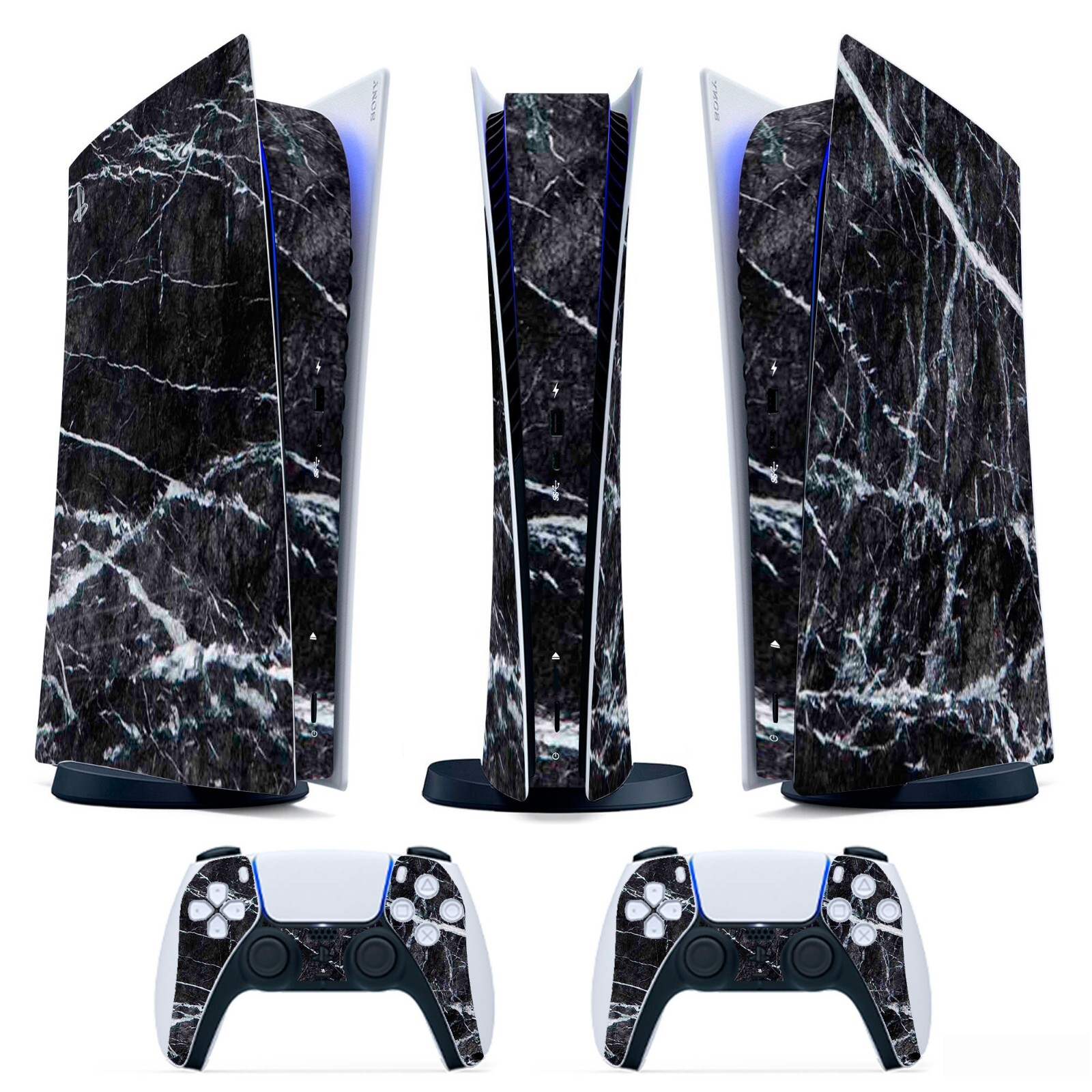 Skin Adhésive - Compatible pour PS5 - Film vinyle - P5-D4 - marbre noir ...