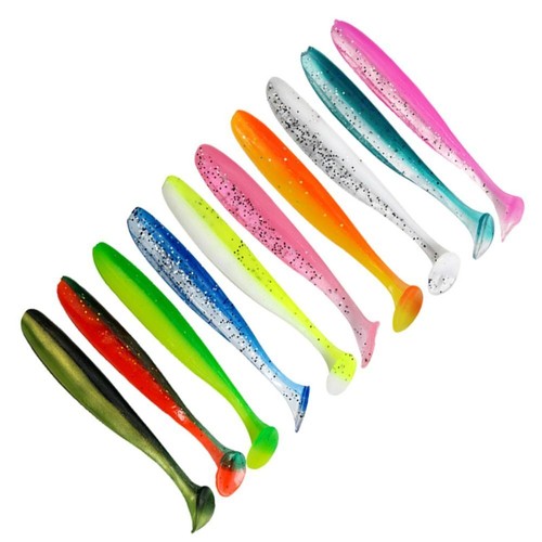 50PCS PVC Soft Plastic Lure 10 Colors Artificial Fish Lures Fishing | eBay