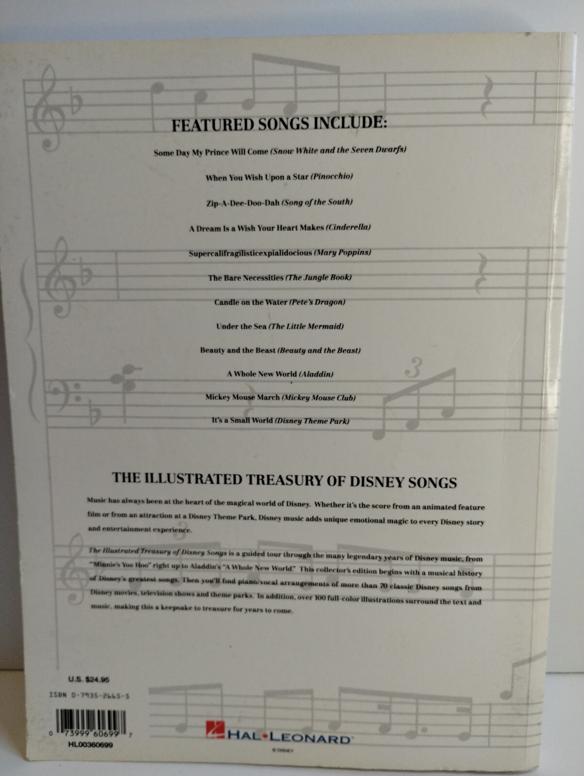 Disney The Illustrated Treasury of Songs - Piano / Vocal / Guitar ...