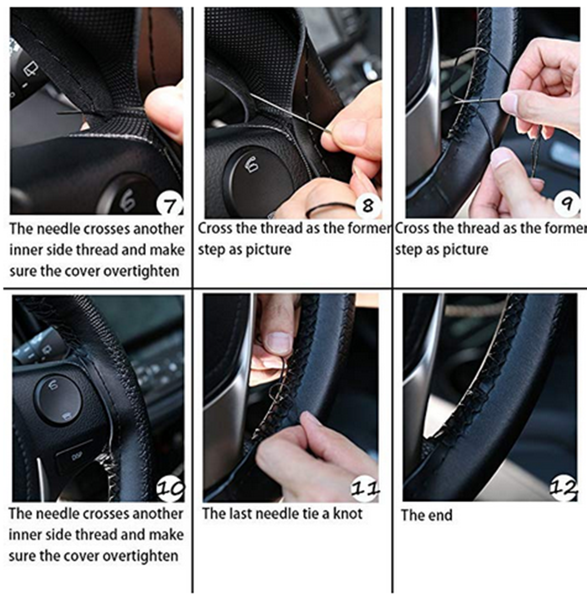 15'' Car Steering Wheel Leather Cover Breathable Anti-slip Wrap DIY ...