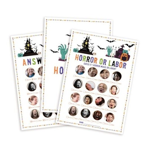 Labor or Horror Game, Gender Reveal Party Games, Funny Game Cards for ...
