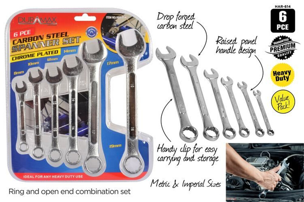 6PCS 8-19mm Gear Spanner Carbon Steel Wrench Fixed Ratchet Metric ...