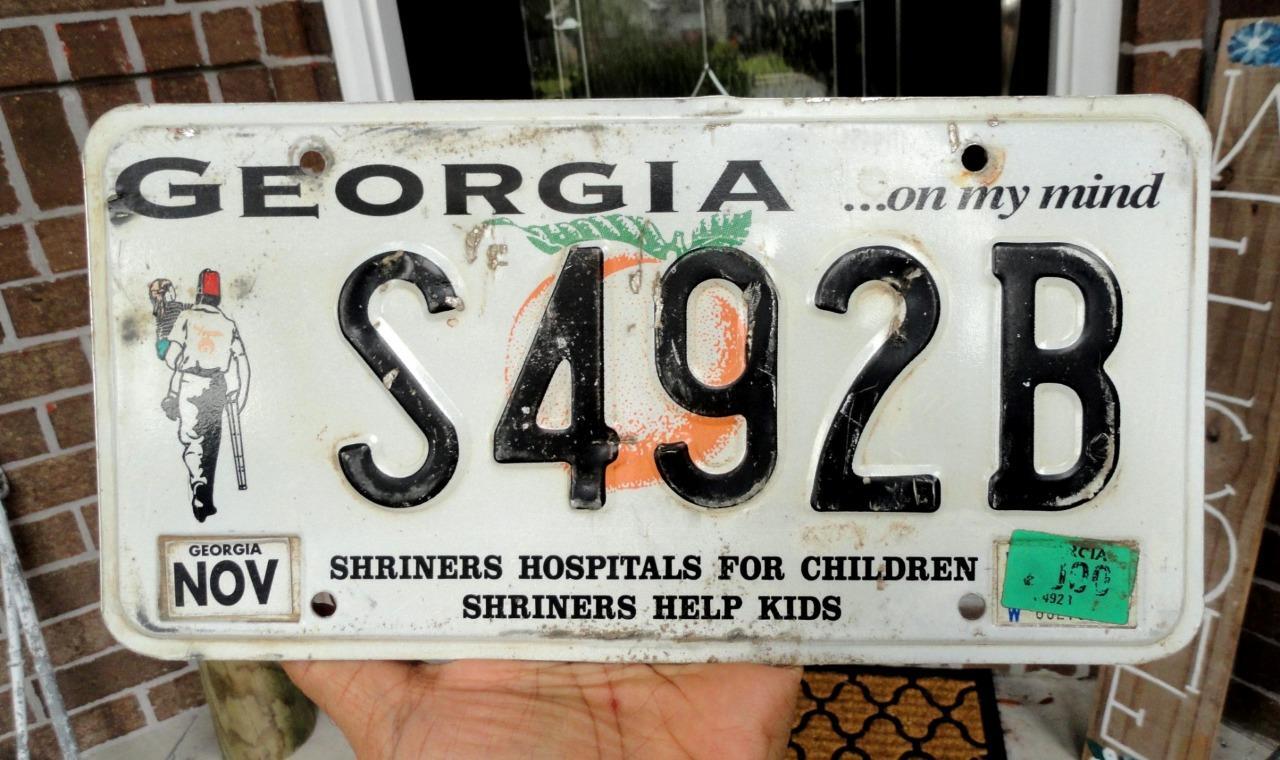 GEORGIA ga Shriners Hospitals for Children LICENSE PLATE #S492B ~2000 ...
