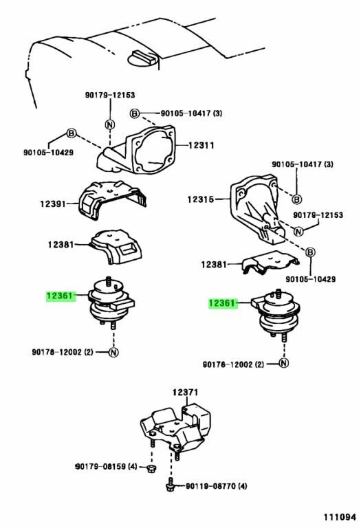 OEM Toyota Aristo Lexus GS300/400/430 Front Engine Mount Insulator 2pcs ...