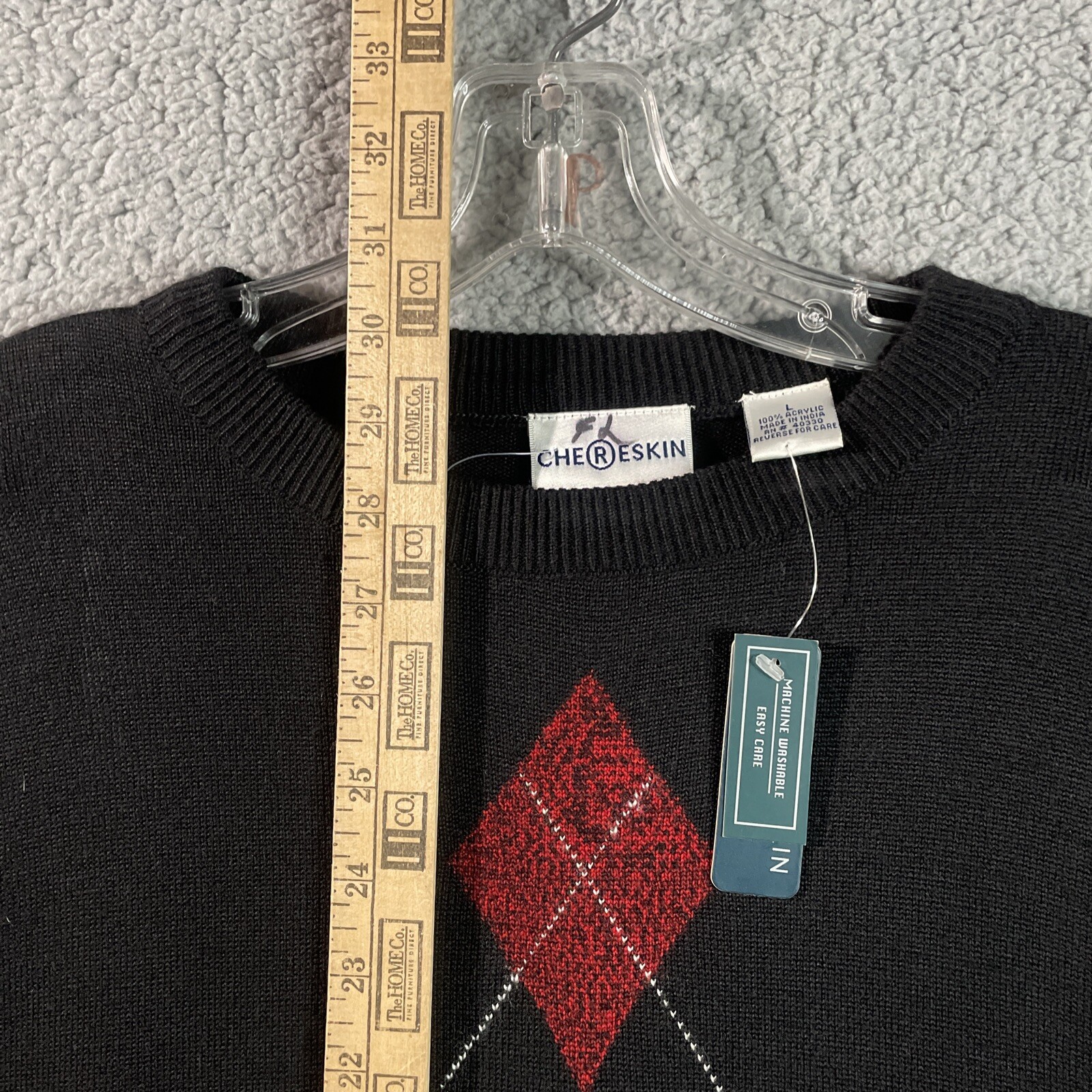 Vintage Chereskin Sweater Adult Large Black Argyle Diamond Pullover ...