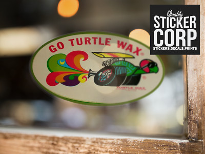 Turtle Racing Car Wax Polish Vintage Style Decal Vinyl Sticker Rat Rod ...