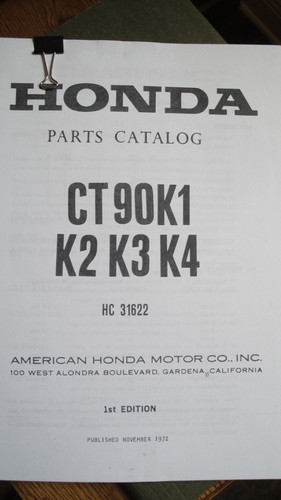 HONDA CT90K1 K2 K3 K4 1st EDITION PUBLISHED 11/72 PARTS CATALOG | eBay