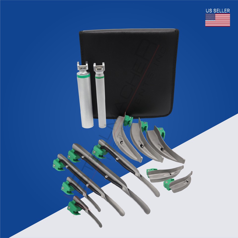 Set of 12 Fiber Optic Mac & Miller Laryngoscope + 2 Handles Intubation ...