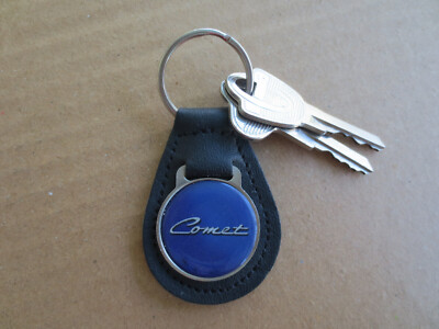 Vintage COMET Key Ring Key Chain blue and white with 2 vintage keys | eBay