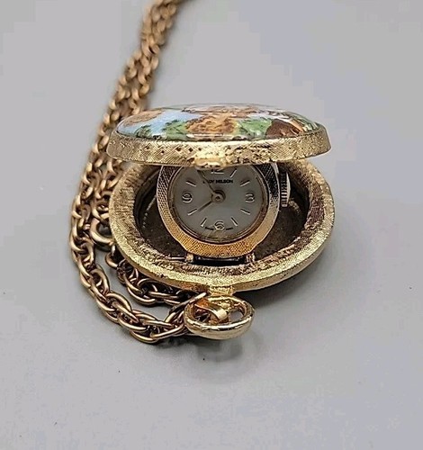 Lady Nelson Wind Ladies Pendant Clamshell Watch 34.3mm 24" Gold Tone ...