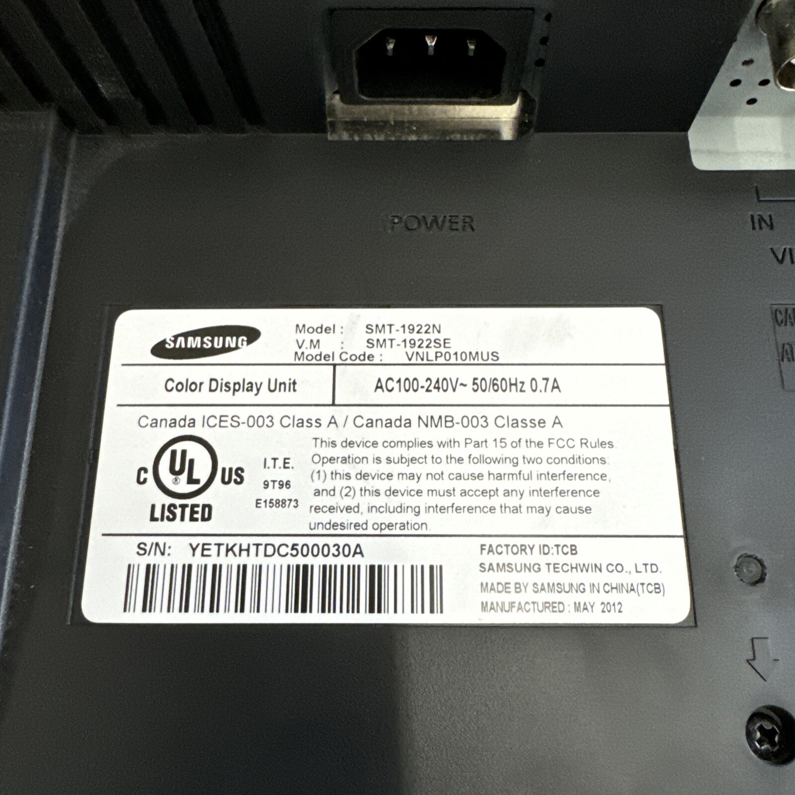 Samsung SMT-1922P 19 Inch CCTV Security Survaillance Monitor | eBay