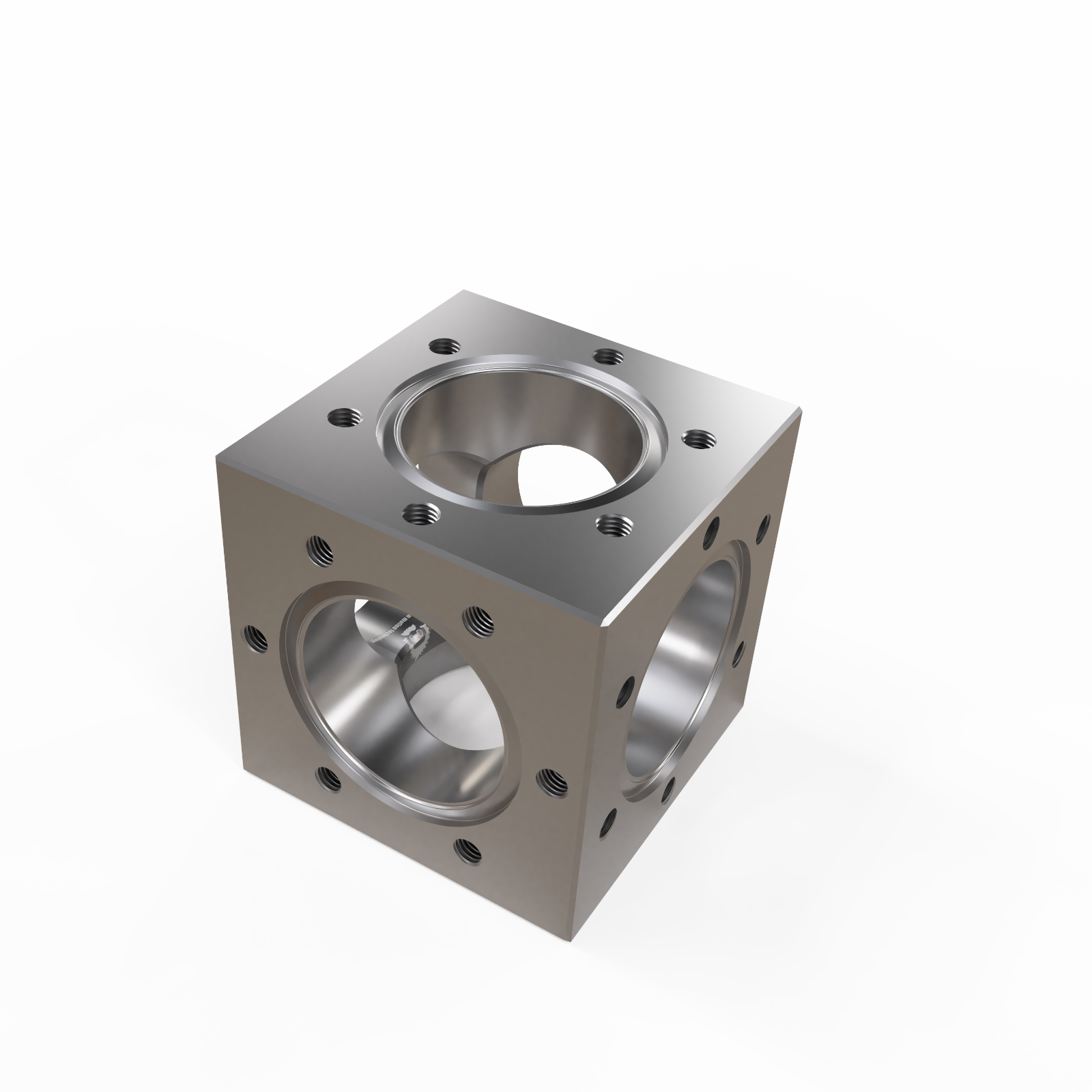 CF Conflat flange 2.75" 6-ways cube UHV chamber, Inch tap 1/4"-20, 1.57 ...