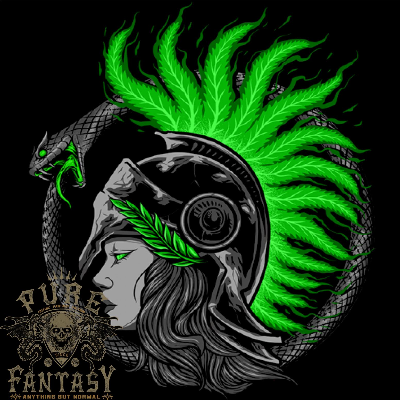 Athena Guerrière Avec Un Serpent Mythologie Grecque T-Shirt En Coton ...