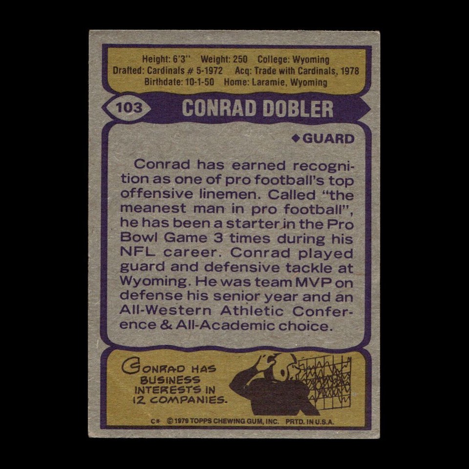 Conrad Dobler 1979 Topps New Orleans Saints #103 R310A 2 | eBay