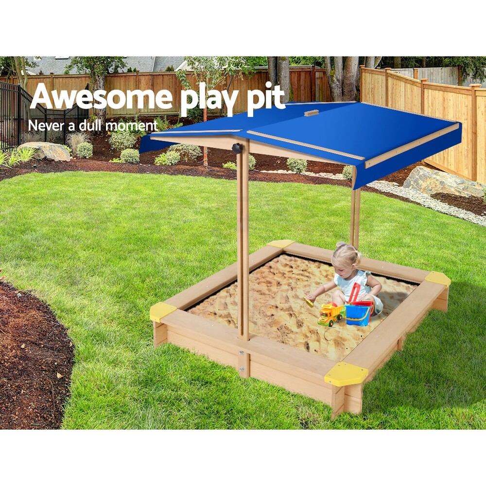 Keezi Kids Sandpit Outdoor Toys Beach Sand Pit Toy Box Play Set With ...