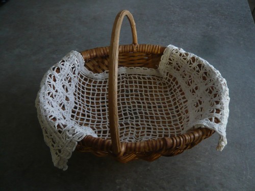 PANIER EN OSIER + NAPPERON - Hauteur 25 cm - Longueur 32 cm - Largeur ...