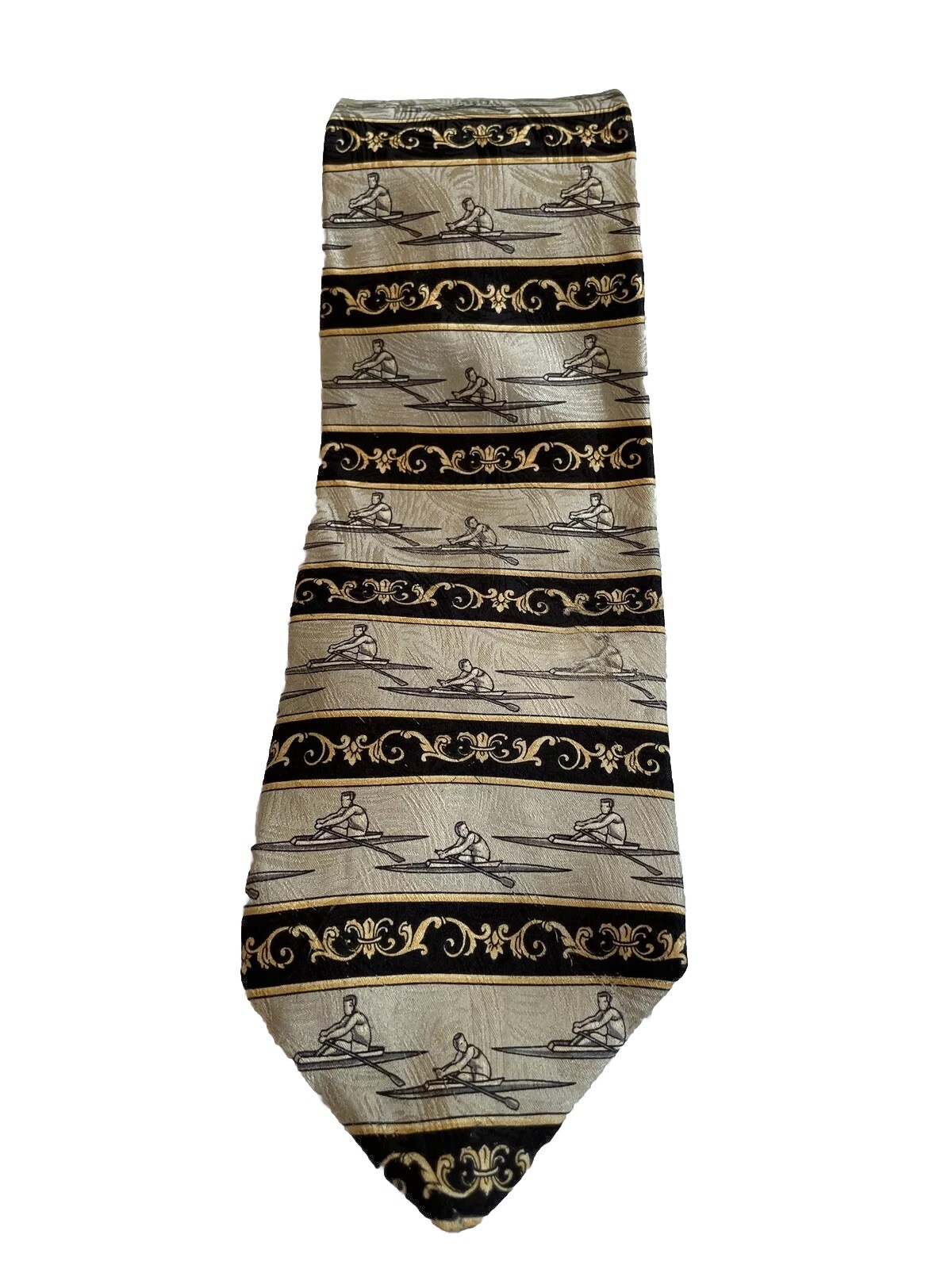 Countess Mara Boat Rowing Silk Handmade Neck Tie Blac… - Gem