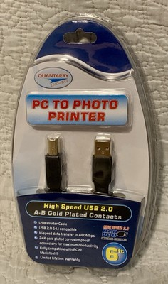 Quantaray High Speed USB 2.0 A-B Gold Plated Contacts PC to Photo ...