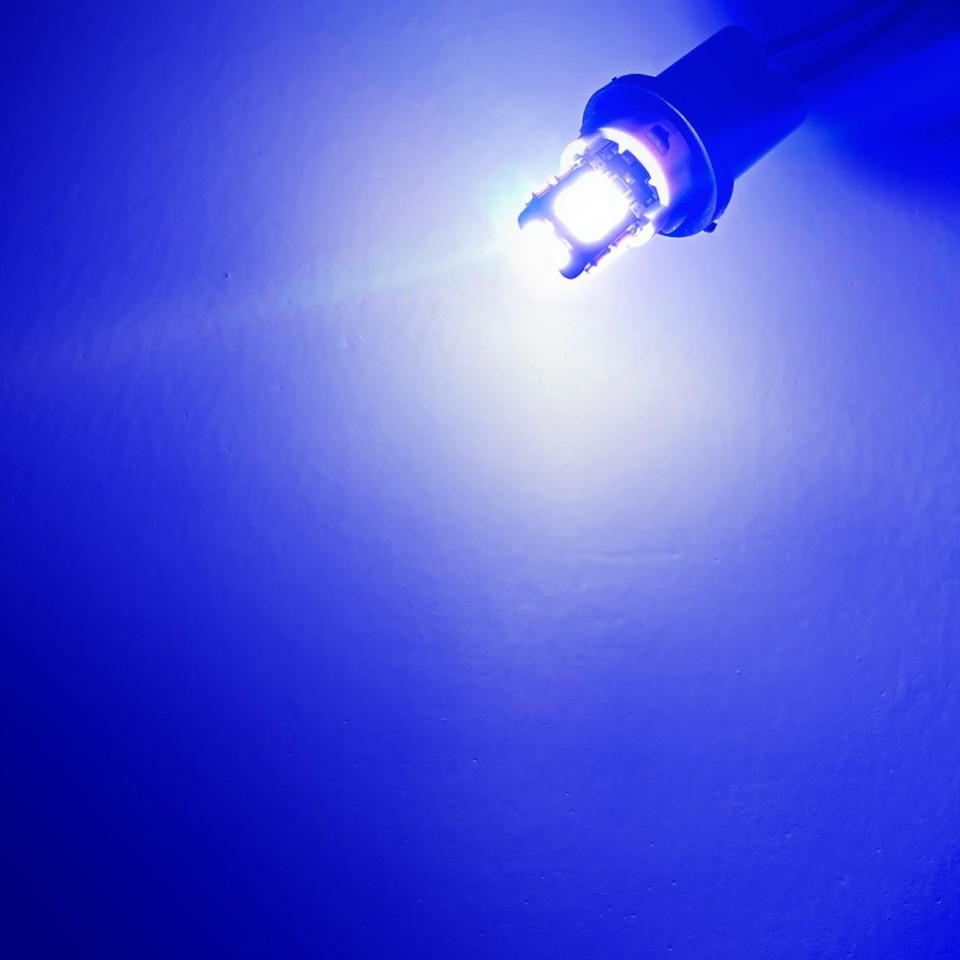 10x Ultra Blue T10 LED Bulbs Car Interior License Light 2825 168 194 ...