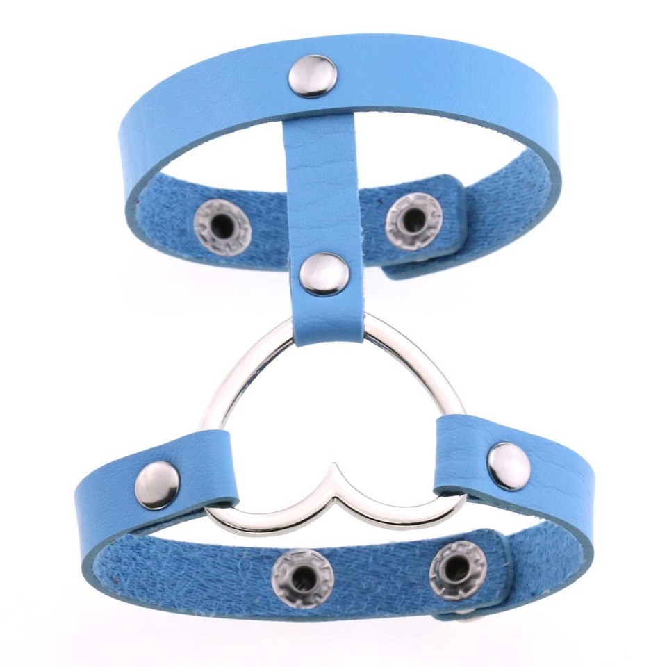 Punk Style Heart Linked Bracelet Double Circle Adjustable Bangle Wrist ...