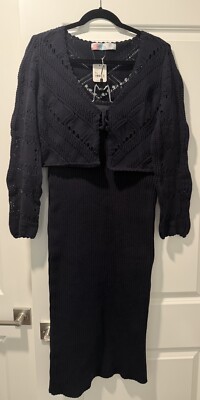 Free People FP Beach Set (Skirt And Top), Size XL, Black, New With Tags ...