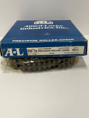 ALLIED-LOCKE 08B-2R PRECISION ROLLER CHAIN WITH CONNECTING LINK 10’ 1/2 ...