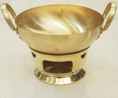 Thai Traditional Brass Wok &Alcohol Stove Burner Set for Food Dessert ...
