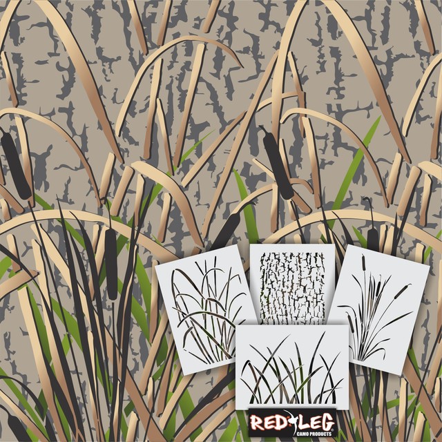 Redleg Camo Gk4 4 Piece Grass Wetland Duck Camouflage Stencil Kit 14" X ...