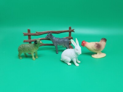 Baby Goat Ram Hare Rabbit Chicken Hen Fence Toy Animal Mini Figure Farm ...