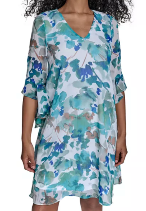 Gorgeous NWT Calvin Klein Women's Floral Chiffon Spring Shift Dress, 6 ...