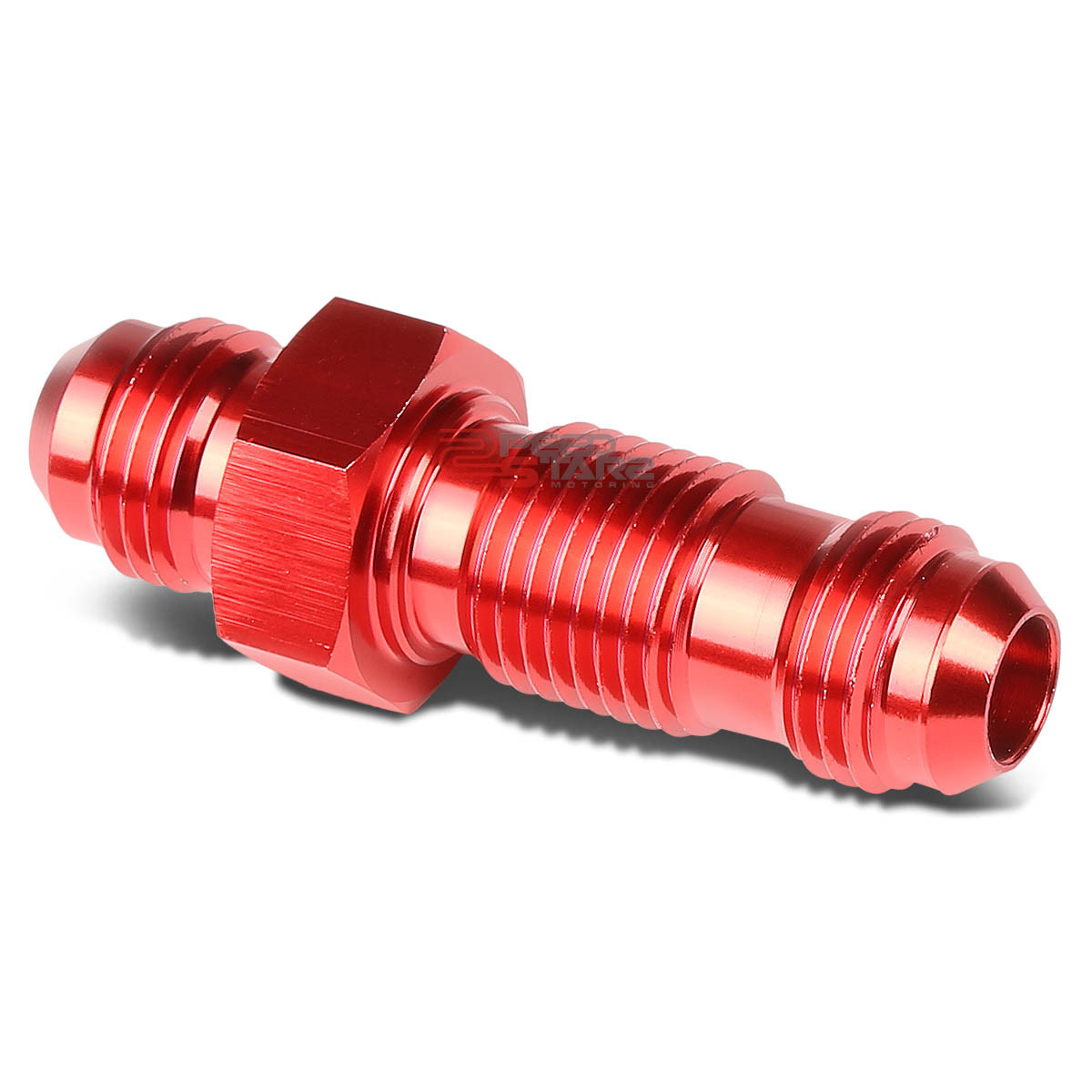 AN4 AN-4 7/16 MALE THREAD STRAIGHT BULKHEAD FLARE RED ALUMINUM FINISH ...