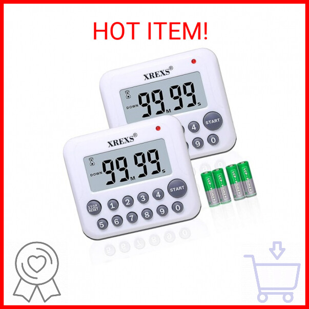 XREXS Digital Kitchen Timer Magnetic Countdown Up Cooking Timer Clock ...