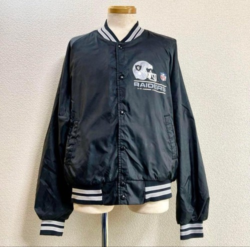 90s Chalk Line Raiders Stadium Jacket XL Black Nylon NFL Vintage | eBay
