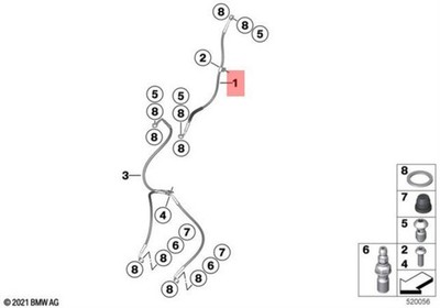 New BMW Genuine K07 0C53 BRAKE LINE FOR FRONT BRAKE CIRCUIT 34327923133 ...