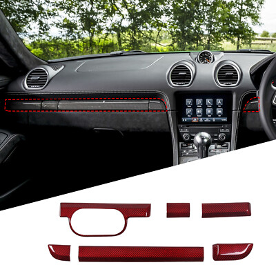 Carbon Fiber Red Center Console Decoration Strip For Porsche 911 2011 ...