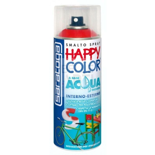 BOMBOLA VERNICE SPRAY HAPPY COLOR 400 ml BASE ACQUA NERO OPACO RAL 9005 ...