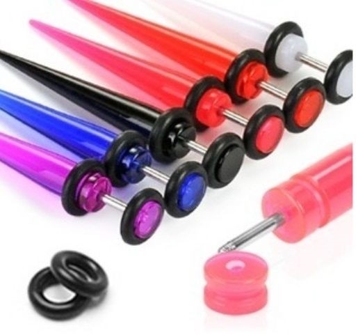 PAIR 2 FAKE ACRYLIC TAPERS W/O RINGS CHEATER PLUGS P198 | eBay