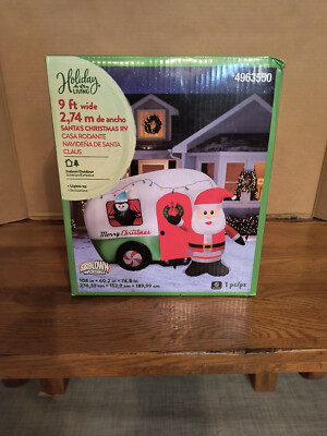 Holiday living Airblown Inflatable Santa Christmas RV, 9 ft. wide ...