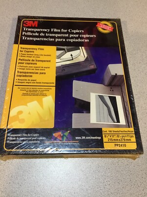 3M NEW! 100 Sheets of Paper-Backed Transparency Film for Copiers PP2410 ...