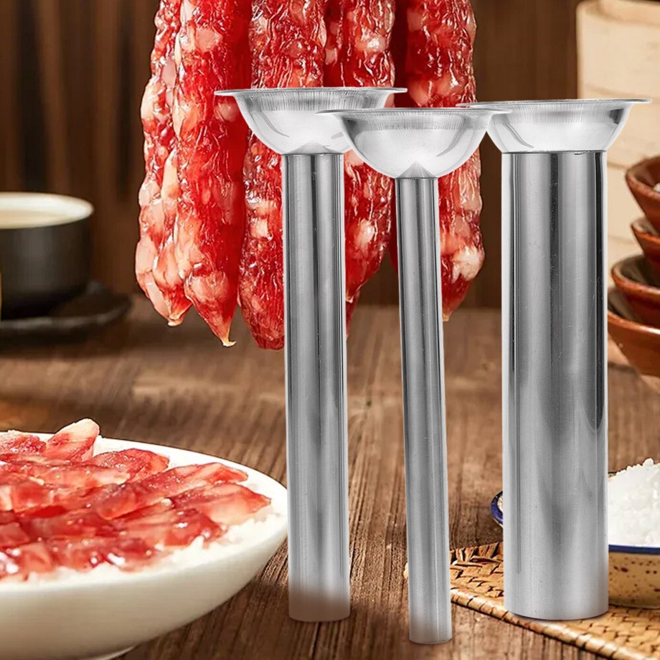 3 Pcs Sausage Stuffing Tubes Funnel Manual Meat Grinder Lem Stuffer ...