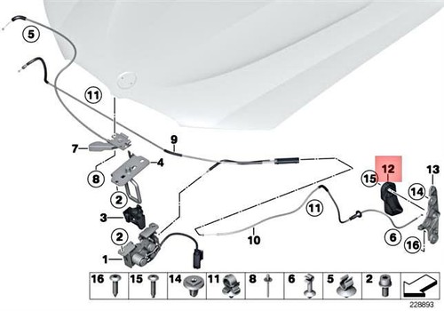 Genuine BMW X3 X4 M F25 F26 X3 18d Lever For Engine Hood Mechanism ...
