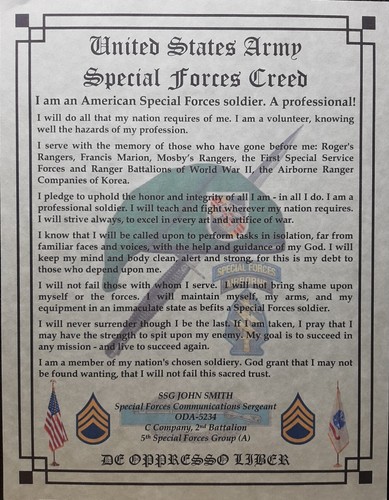 MC-NICE: Army Special Forces Creed PERSONALIZED *ALL GROUPS AVAILABLE ...