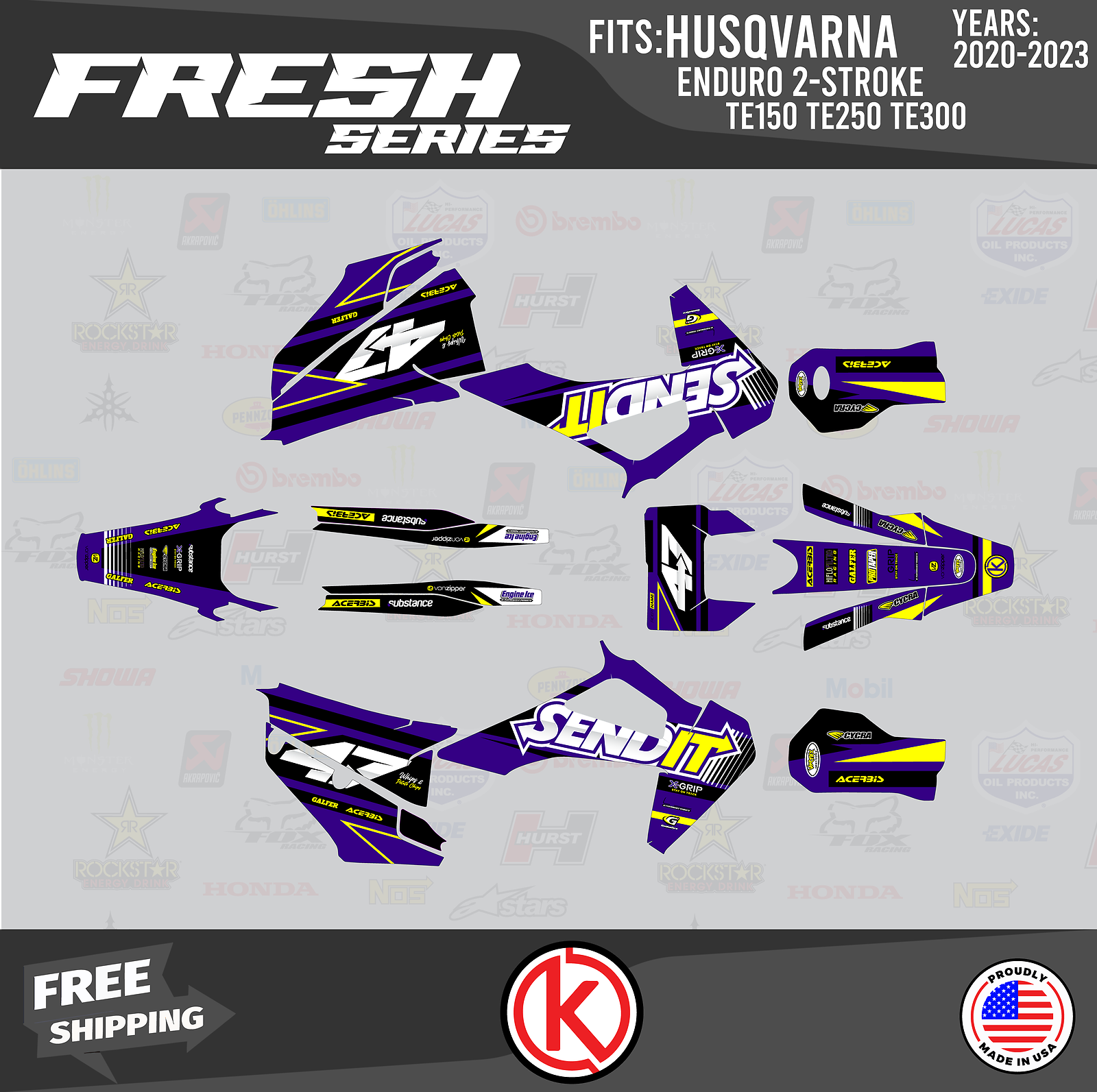 Graphics Kit for Husqvarna TE150 TE250 TE300 2020-2023 Fresh-Purple | eBay