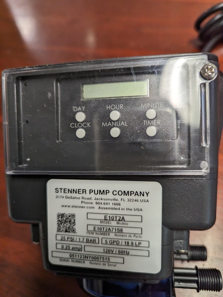 Stenner Econ T Low Dose Peristaltic Metering Timer Pump E10T2A 5GPM | eBay