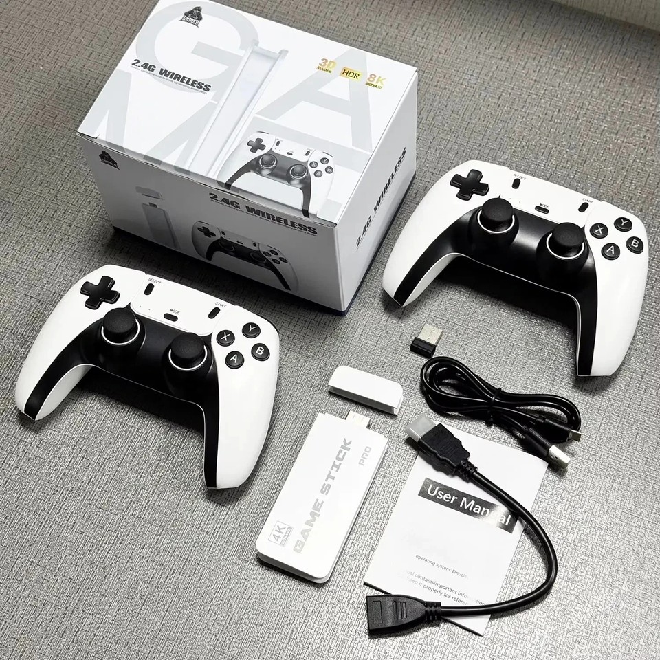 M15 Pro 4K Game Stick Console – 64GB with Wireless Gamepads & Classic ...